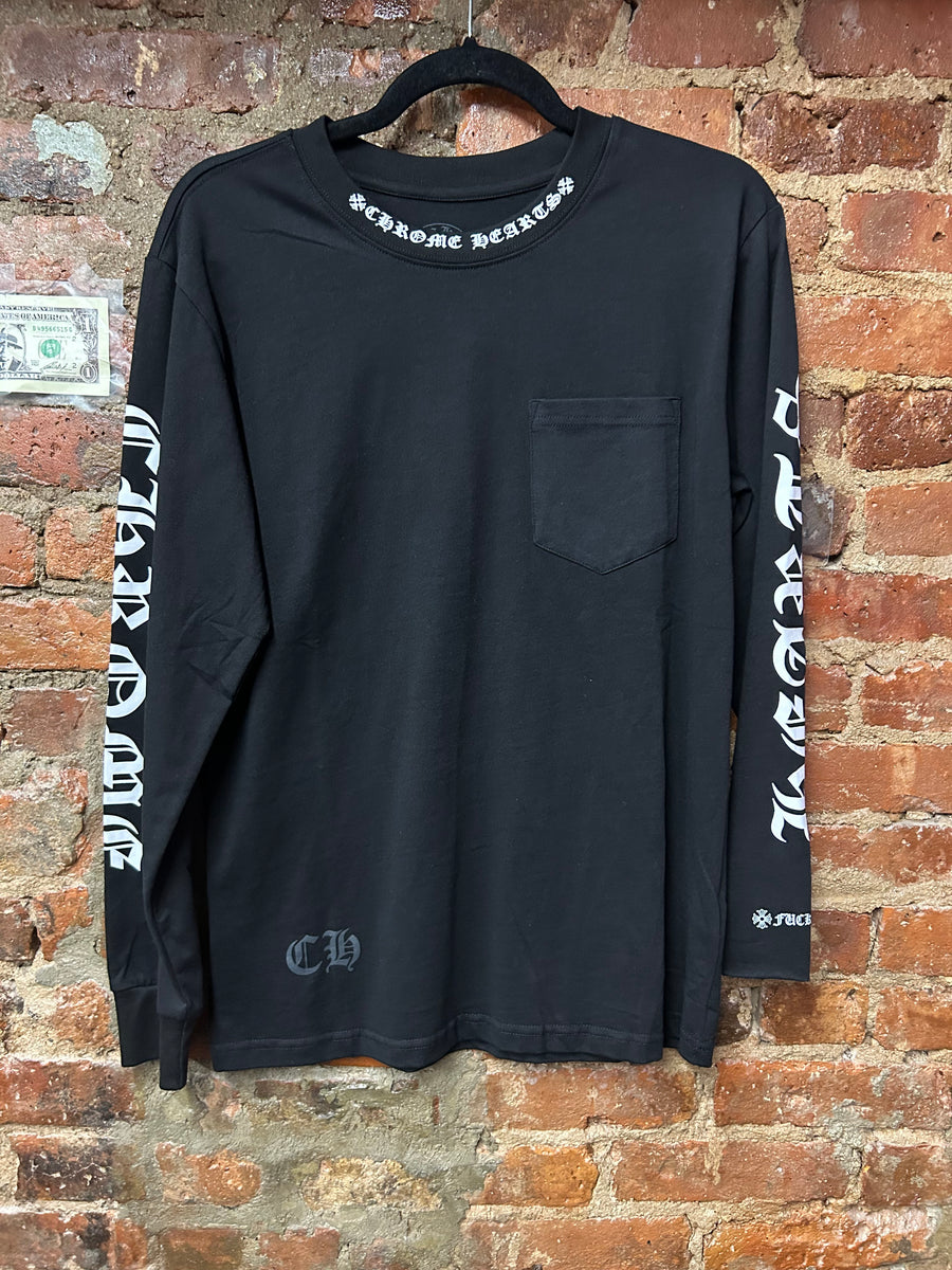 Ch black long sleeve collar writing – Ready2shipnyc
