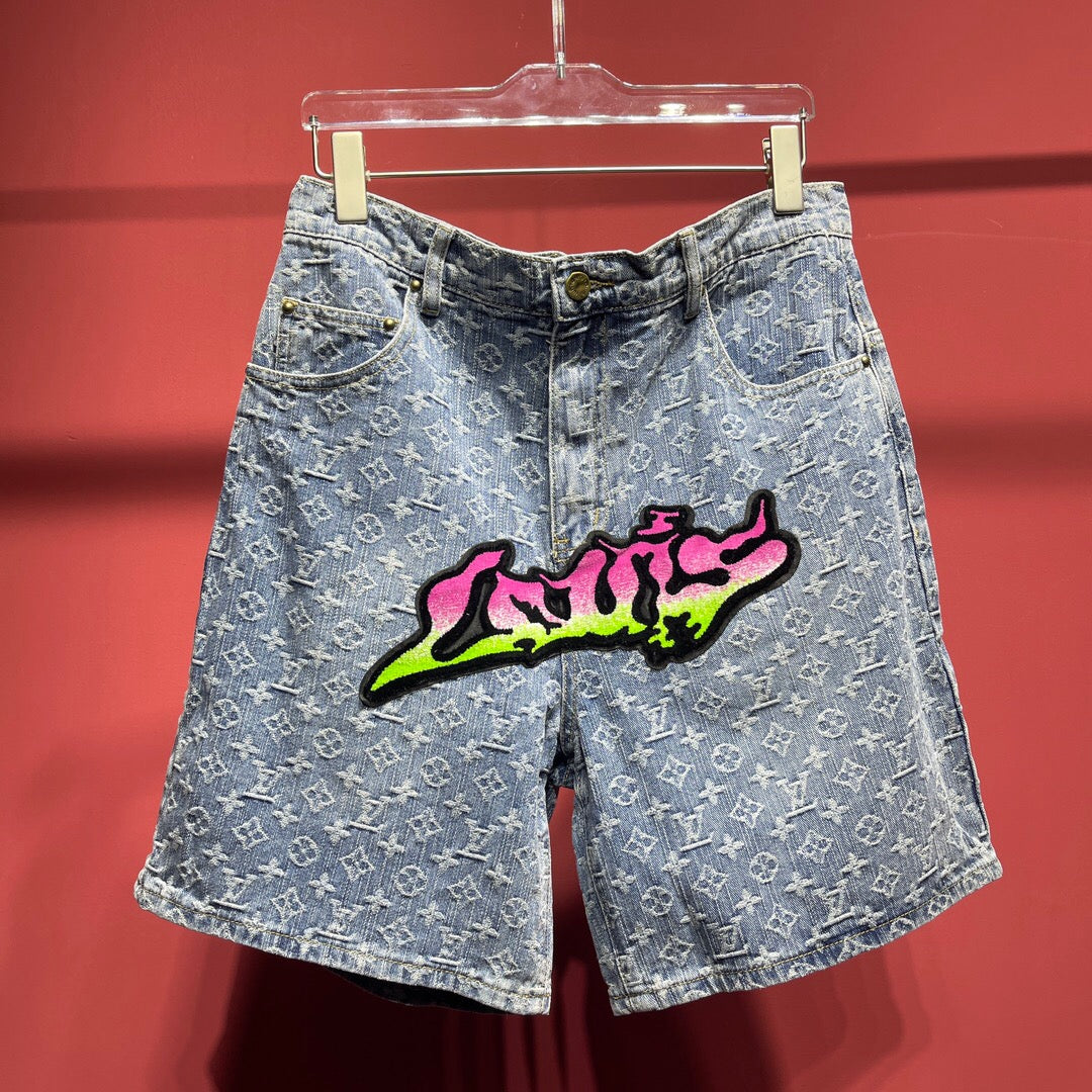Monogram spray paint shorts – Ready2shipnyc